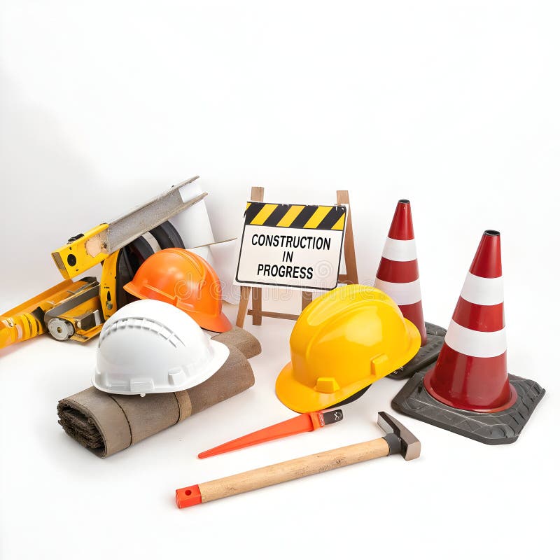 Construction in Progress Design on White Background Stock Illustration ...
