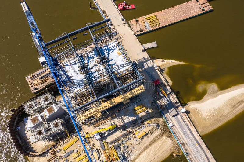 Construction in Progress of a Mass Rapid Transit Line - Highway. Aerial ...