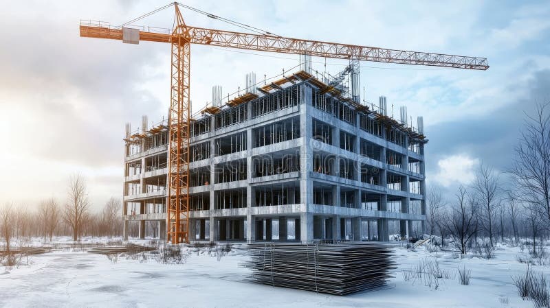 Construction Progress of Modern Architectural Design Urban Site 3d ...