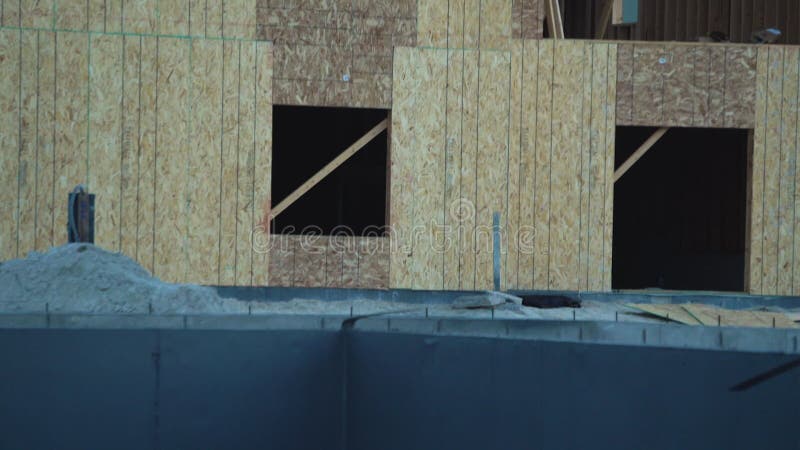 Construction Progress on a New Wooden Residential Frame Stock Video ...