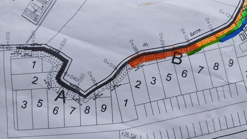 Construction Progress Plan with Color-Coded Sections and Annotations ...