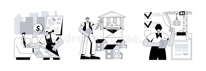 Construction Project Abstract Concept Vector Illustrations. Stock ...