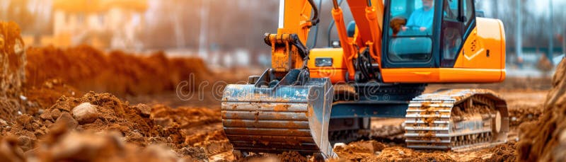 Construction Project Area Outline Excavator Ready for Development ...