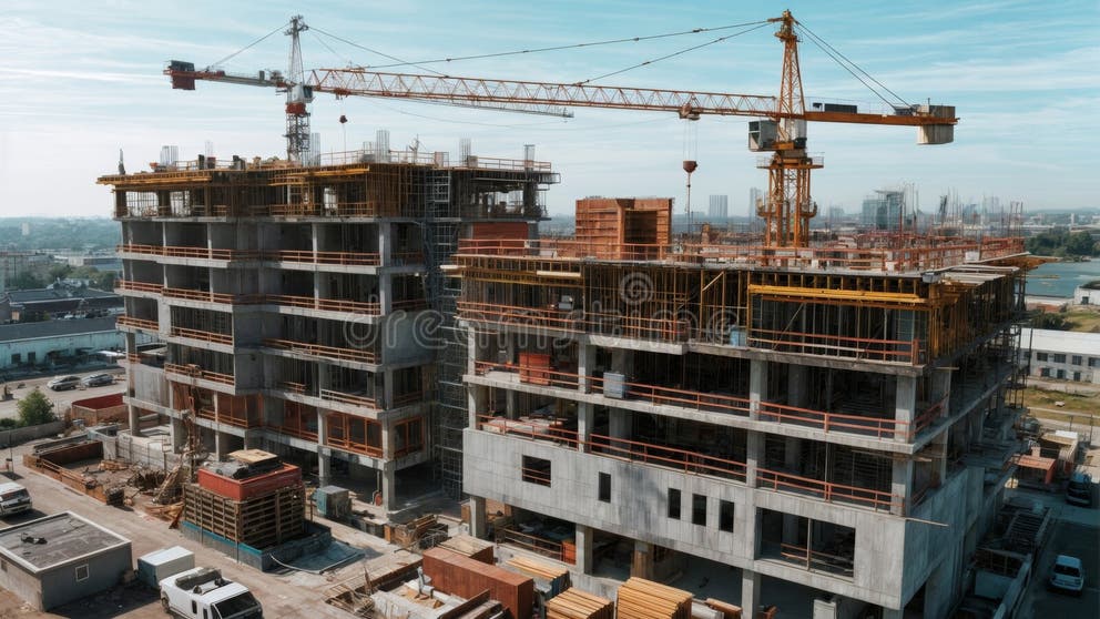 Construction Project, Building Progress, Urban Development. Perfect for Real Estate, Engineering ...