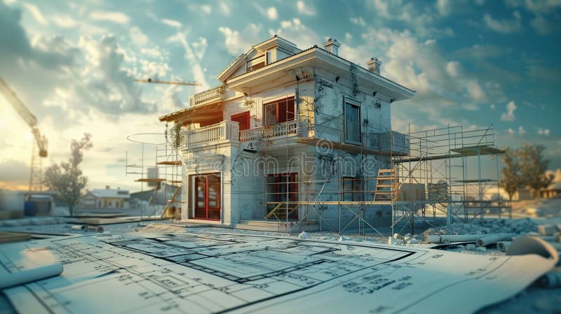 Construction Project - a Dream Home Takes Shape Stock Illustration ...