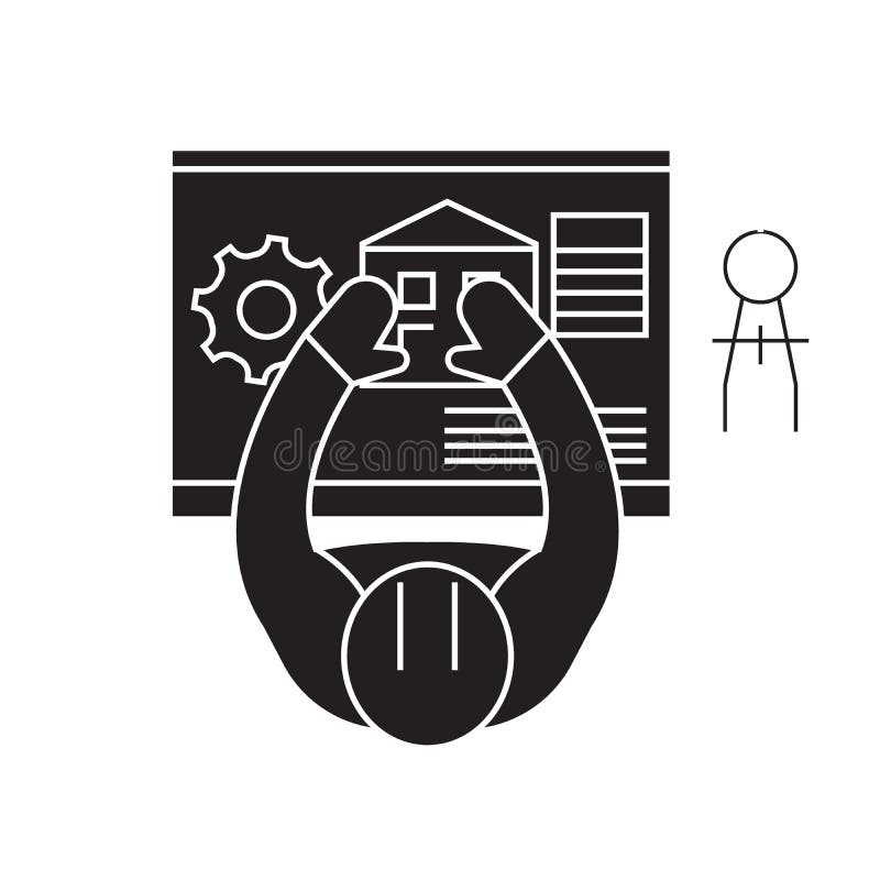 Construction Project Manager Black Vector Concept Icon. Construction ...