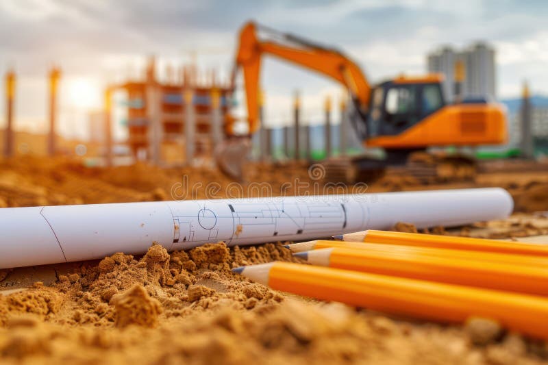 Construction Project Planning Blueprint, Planner Outline, Excavator ...