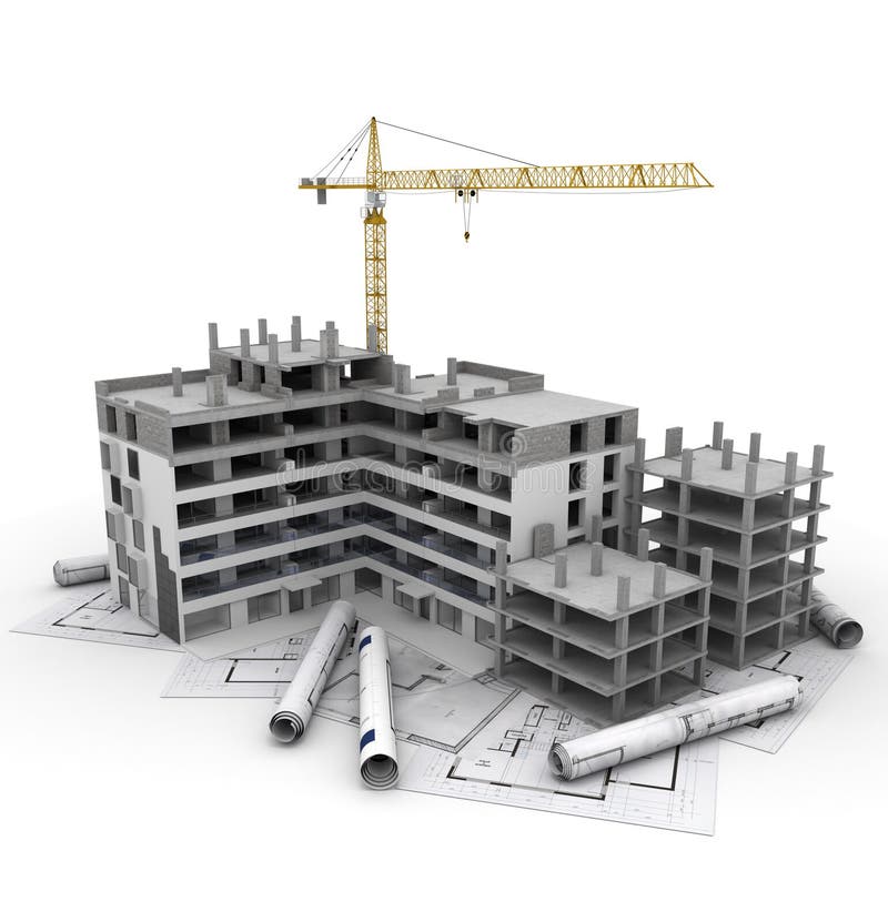 Construction Project in Progress Stock Illustration - Illustration of ...