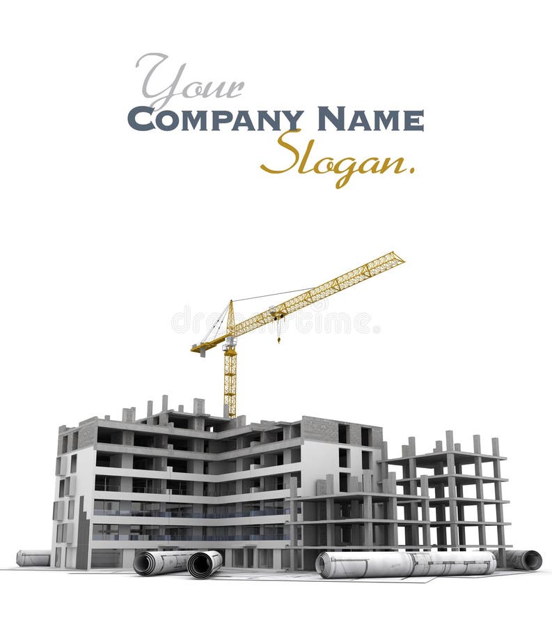 Construction Project in Progress Stock Illustration - Illustration of ...