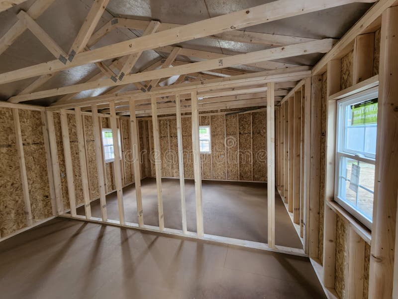 Building Construction Framed Walls Stock Photo - Image of trusses, room ...