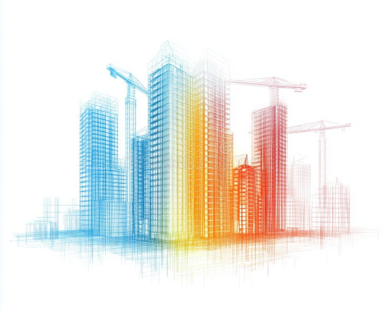 A Construction Project is Underway, Using Scaffolding and a Crane Stock ...