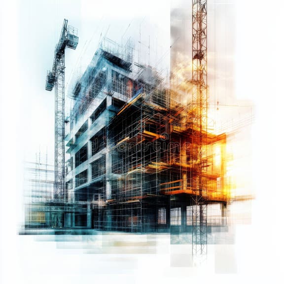 A Construction Project is Underway, Using Scaffolding and a Crane Stock ...