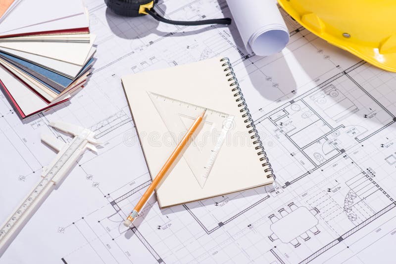 Construction Projects. Planning Stock Image - Image of plan, white ...