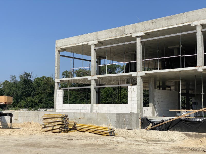 Construction of a Public Building. Construction Process Stock Photo ...
