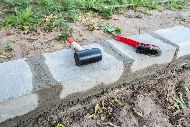 Construction - Putting Blocks with Tools Stock Image - Image of dust ...
