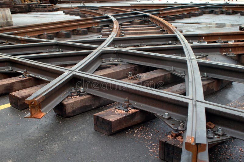 Construction of Steel Railway Rails Stock Image - Image of construction ...