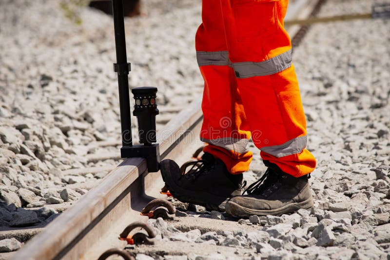 Construction of a Railway Track, Work on a Railway Stock Image - Image ...