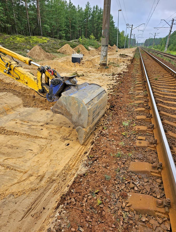 Construction of the Railway Tracks. Stock Image - Image of road ...