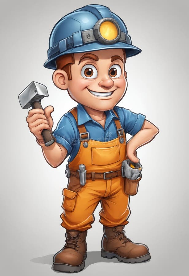 Construction Readiness: Worker with Hard Hat, Goggles, and Hammer Stock ...