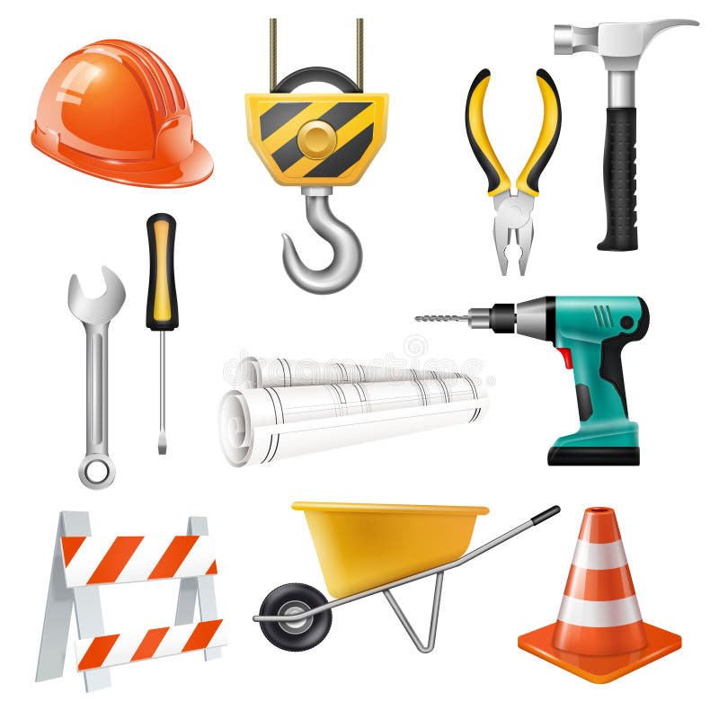 Construction Realistic Set stock vector. Illustration of graphic ...
