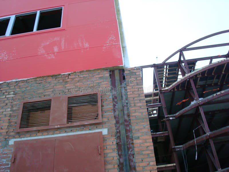Construction Red Industrial Building Stock Photo - Image of iron ...