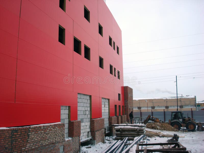 Construction Red Industrial Building Stock Image - Image of brick ...