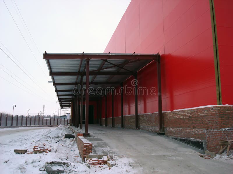 Construction Red Industrial Building Stock Image - Image of ...