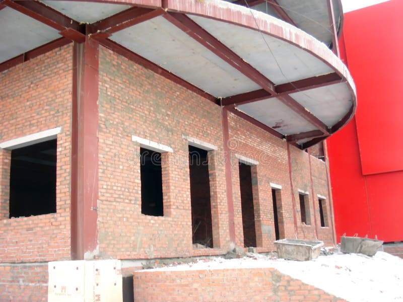 Construction Red Industrial Building Stock Image - Image of walls ...