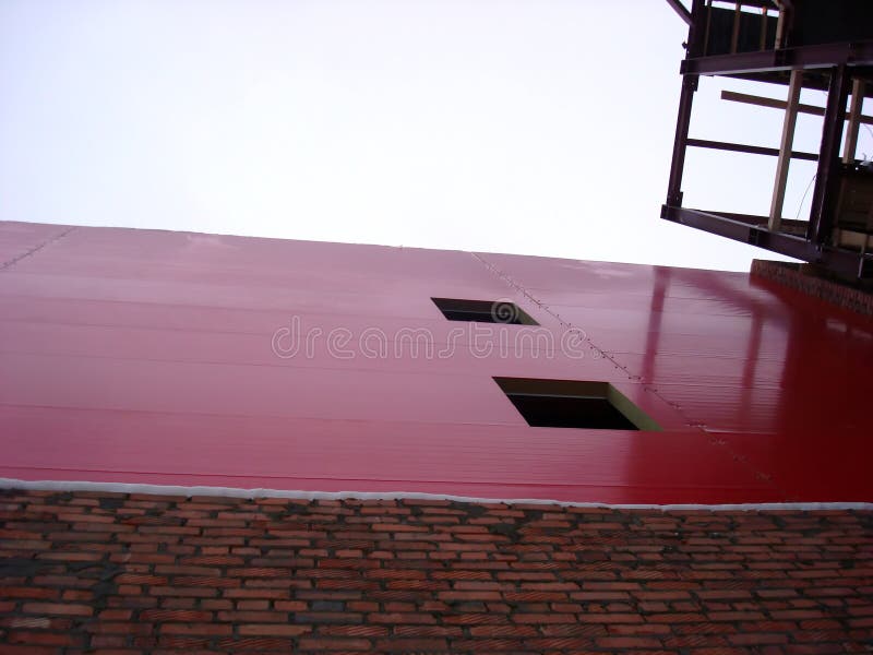 Construction Red Industrial Building Stock Photo - Image of windows ...