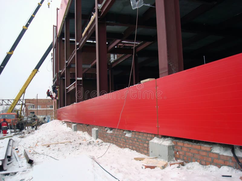 Construction Red Industrial Building Editorial Photography - Image of ...