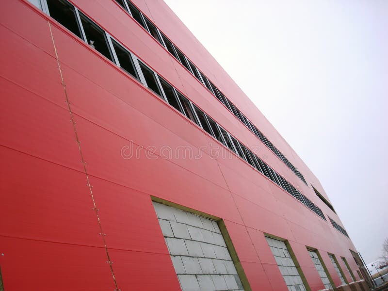 Construction Red Industrial Building Stock Image - Image of windows ...