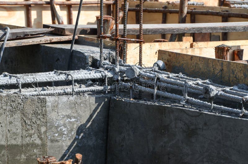 Construction of Steel Beams and Plastering for Building Foundations ...