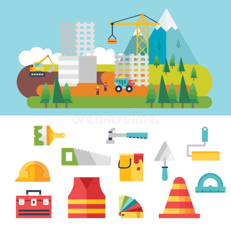 Construction Related Icons and Illustrations Stock Vector ...