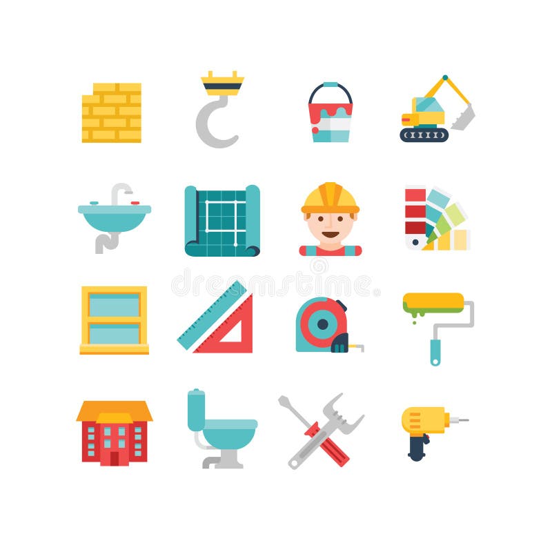 Construction Related Icons and Illustrations Stock Vector ...