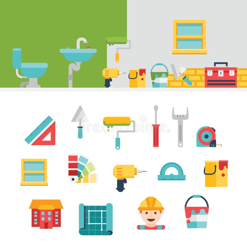 Construction Related Icons and Illustrations Stock Vector ...