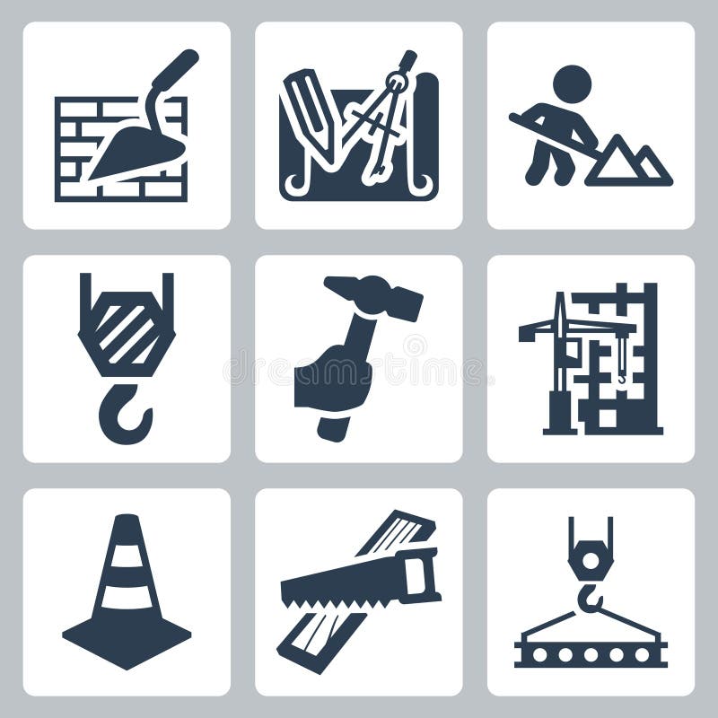 Construction Related Icons Set Stock Vector - Illustration of knife ...