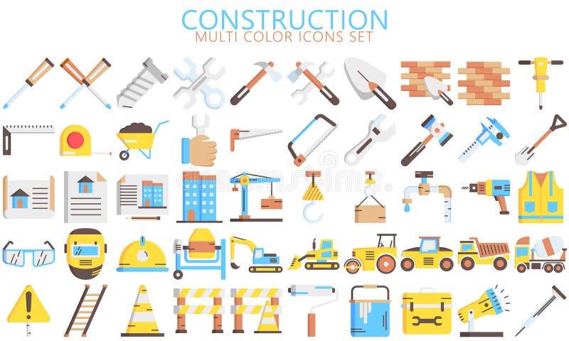 Construction Related Vector Multi Color Icons Set Stock Vector ...