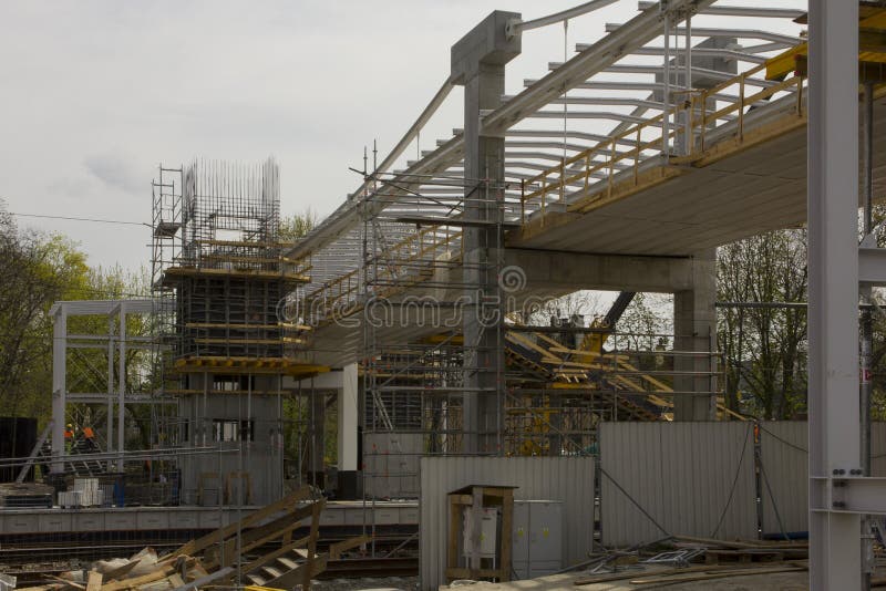 Concrete Train Tracks Underlay Ready for Railway Track Construction ...