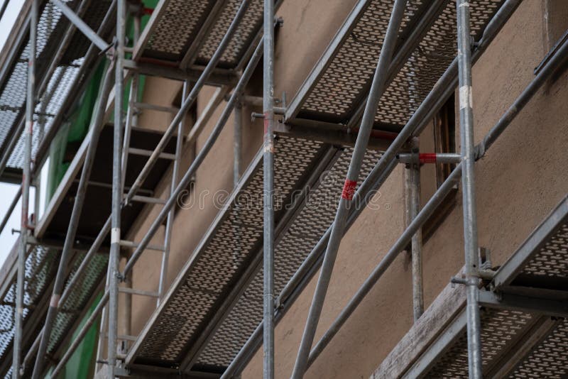 Construction and Repair of the House.Scaffolding Close-up. Preparatory ...