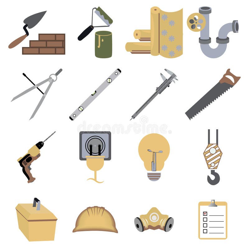 Construction Repair Tools Icons Symbols Vector Illustration Stock ...