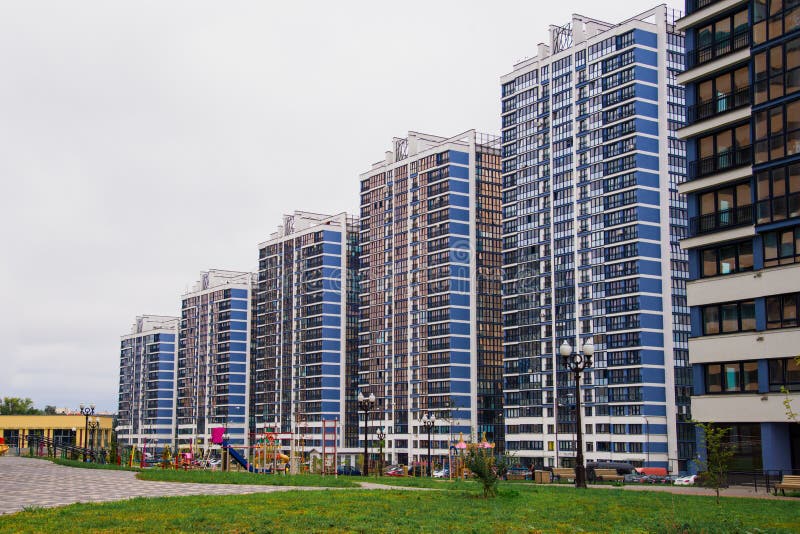 Construction of a Residential Area. Modern Residential Complex of Multi ...