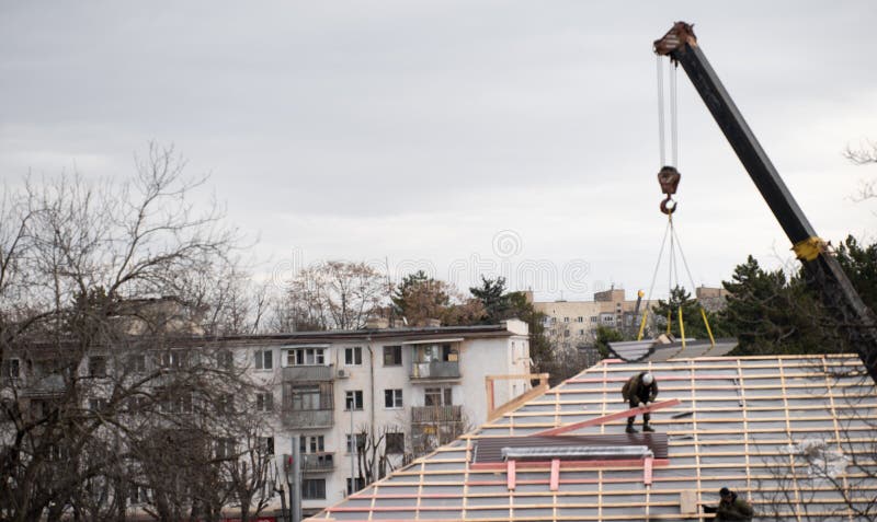 Construction of a Residential Building with Heavy Equipment Editorial ...
