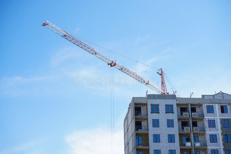 Construction of a Residential Building and a High-rise Crane. Building ...
