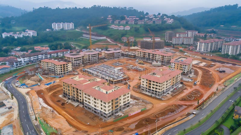 Construction Residential House in Progress at Building Site Housing ...