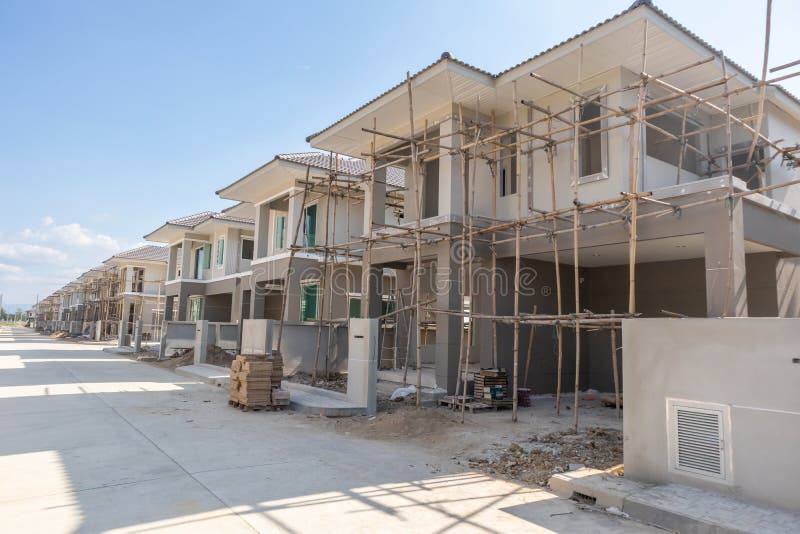 Construction Residential New House in Progress at Building Site Housing ...
