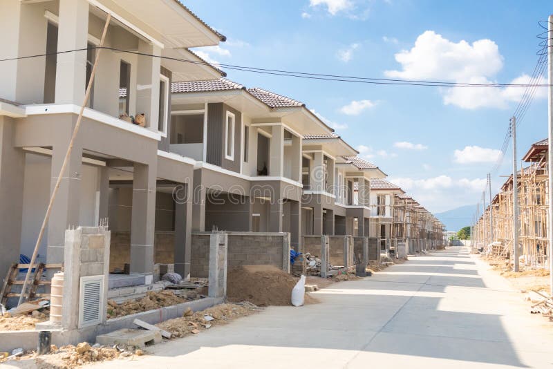Construction Residential New House in Progress at Building Site Housing ...
