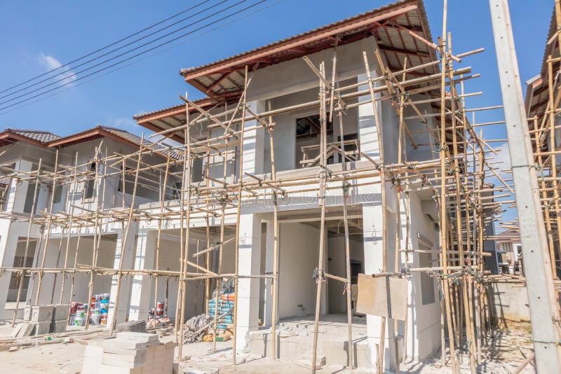 Construction Residential New House in Progress at Building Site Housing ...