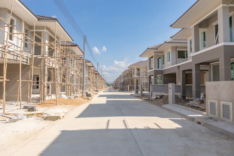 Construction Residential New House in Progress at Building Site Housing ...