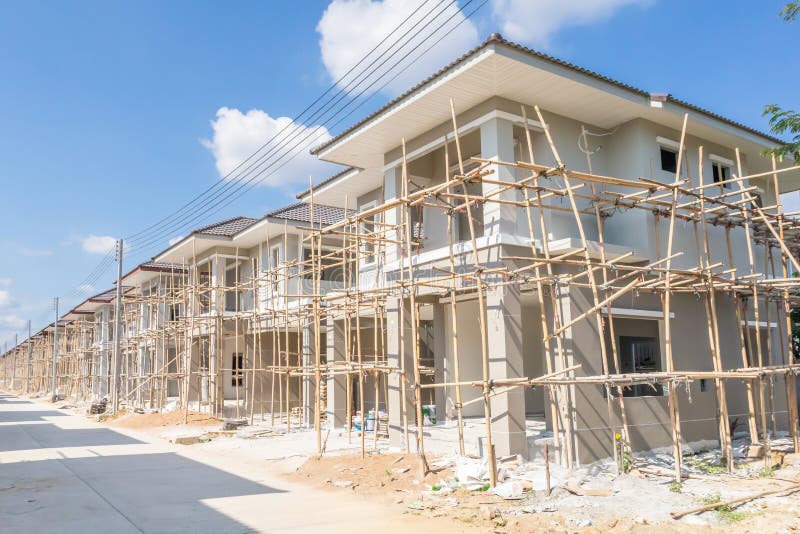 Construction Residential New House in Progress at Building Site Housing ...