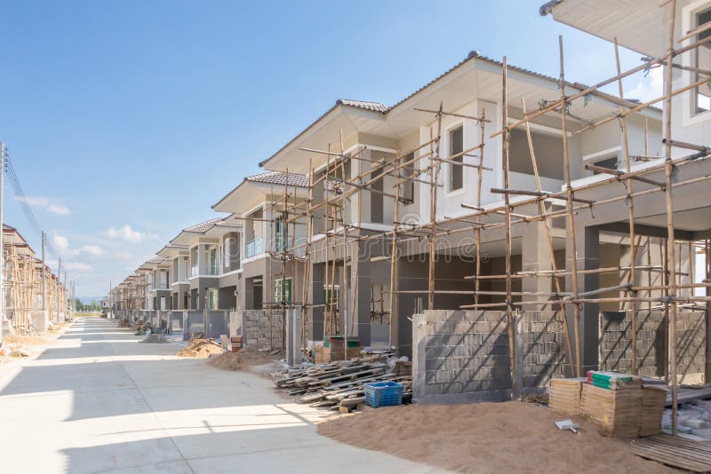 Construction Residential New House in Progress at Building Site Housing ...